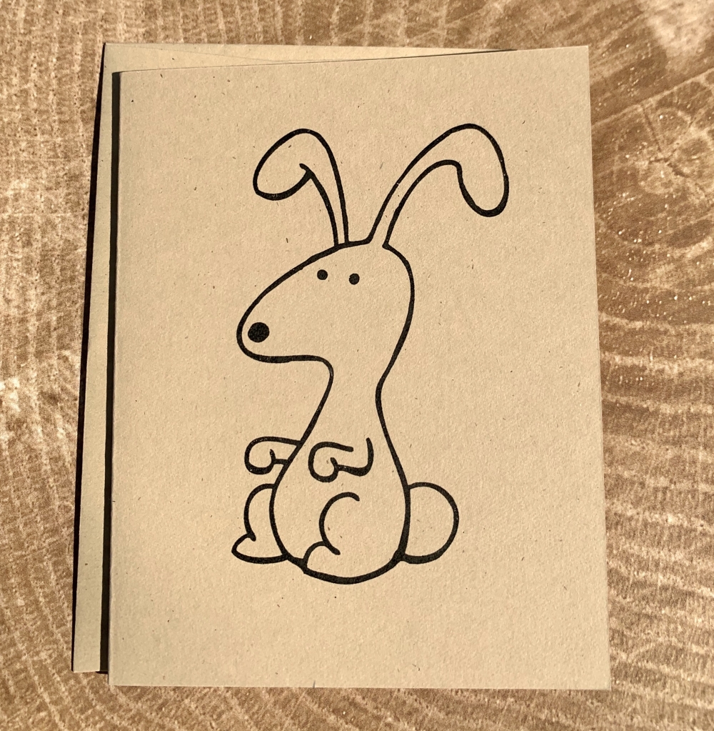 Bunnycard on kraft cardstock, blank inside | our secret treehouse